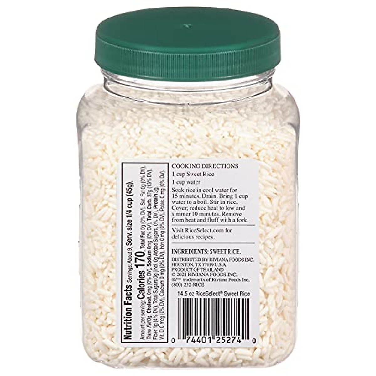 RiceSelect Discoveries Sweet Sticky Dessert Rice, Gluten-Free, Non-GMO, Vegan, 14.5-Ounce Jar, White