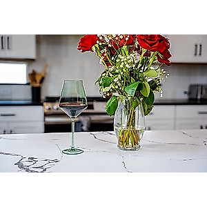 FyneDyne Boho Jewel-Toned Wine Glasses, Stained Cocktail Cups, Drinkware Bar Set for Rack, Set of 6 Stemmed Unique Drinking Glasses 16oz