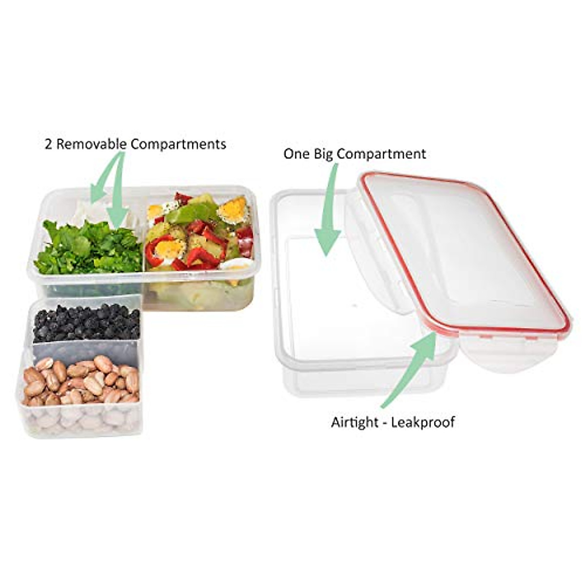 Bento Lunch Box 3pcs set 24oz - Meal Prep Containers Microwavable - BPA Free - External Leak Proof - Portion Control Containers - Food Prep Containers Dishwasher Friendly - Snap Locking Lid