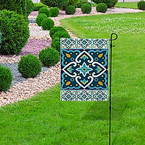 Spanish Tile Garden Flags Polyester Fabric Vertical Double Sided Printing Outdoor Welcome Banner Flag UV Protector Decoration for Home Yard Patio Lawn 12x18in