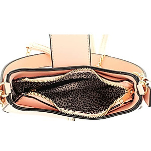 Vegan PU Leather Classy Round Clutch Purse Shoulder Bag with Crossbody Strap (Light-Blue)