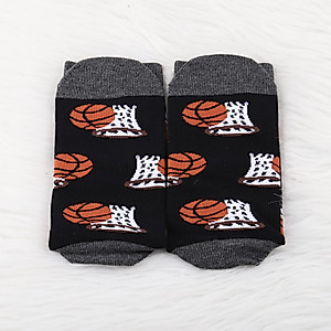 MBMSO Sport Theme Dress Socks Soccer Basketball Volleyball Tennis Baseball Socks Player Team Gifts for Sport Lover Socks (1 Pair Basketball Socks)