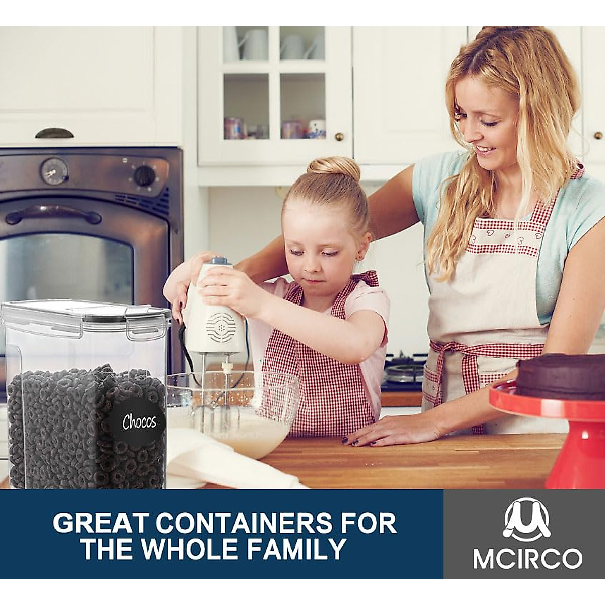 Cereal Container Set, MCIRCO Airtight Food Storage Containers ((4L /135.2oz) Set of 6, BPA Free Cereal Dispensers with Measuring Tools