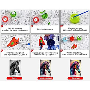 TISHIRON Horse Paint by Numbers for Adults Kids Beginners, Animal DIY Acrylic Painting Kit,Paint by Numbers on Canvas,Drawing Paintwork Modern Home Wall Deco(16x20Inch), (ZBB-SZH-481-ST)