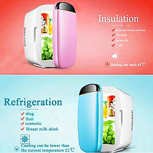 ROLTIN Mini Fridge Mini Fridge Cooler & Warmer 6L Capacity, Compact, Portable And Quiet For Car Home Office Dorm Skincare Cosmetics(Color:White) (Blue)