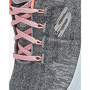 Skechers Women's Sneaker, Gray Knit Pink Trim, 8