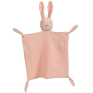 PEIPEIWU Organic Cotton Muslin Lovey Blanket, Organic Cotton Muslin Bunny Security Blanket Soft & Breathable Lovie Baby Gifts for Boys and Girls