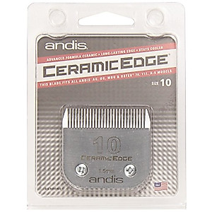 Andis – 64315, Ceramic Edge Detachable Pet Clipper Blade – Carbon-Infused Steel with Sharp Cutting Tech, Runs Cooler & Stays Sharper, Resists Rust & Heat, Size-10 - Fits AG, AGC & BDC Series, Chrome