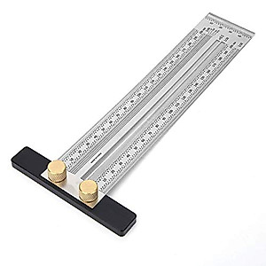 Precision Marking T-Rule Stainless Steel T Type Hole Ruler Scribing Gauge Marking Measuring Tool with Automatic Pencil 200mm/300mm/400mm(200mm)