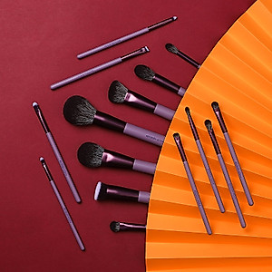 Makeup Brush Set, EIGSHOW Professional Makeup Brushes Kit Foundation Powder Concealers Eye Shadows Makeup 15 Piece for Eye Face Liquid Cream Cosmetics Brushes Kit (Purple)