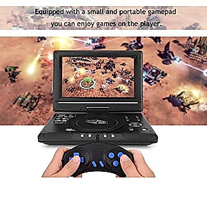 Portable DVD Player, 10.1in 3D Stereo, Support U Disk/SD/MS/MMC Card, Multiple TV Channels, Support Game Disk, with Gamepad, 270° Rotatable, Anti-Vibration, Memory Function, Rechargeable (US)