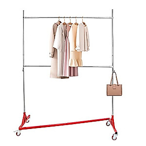 Migoda Z Rack Collapsible Rack,Height Adjustable Rolling Z Rack Clothes Rack, Heavy Duty Z Rack Garment Rack with Wheels - Ideal for Bedroom Storage and Organization(24x63x85in)