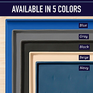 Leash Boss Dog Food Mat for Food and Water Bowls, Waterproof Silicone Pet Feeding Tray with Tall Raised Edges, Cat & Dog Placemat, Grey, 30 x 22 XXL