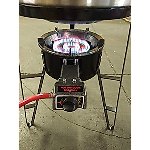 22" Large Mexican Style Concave Comal Griddle Outdoor Cooking Disc Wok Stainless Steel Set Propane Burner adj. Fire Stove & Heavy Duty Metal Stand Ideal Restaurant Style Tacos Grilling or Stir Fry