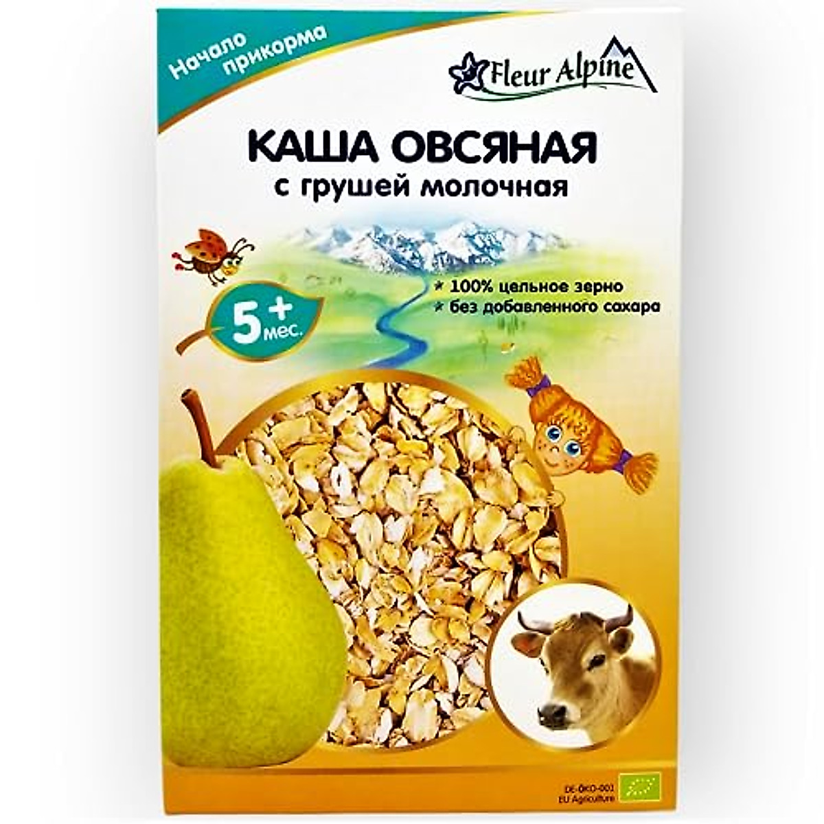 Fleur Alpine Milk Oatmeal Cereal with Pear for Babies from 5 months 200g from Germany