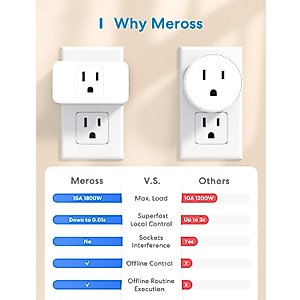 meross Smart Plug Mini Support Apple HomeKit, Siri, Alexa, App Control, Timer, 15A & Reliable WiFi Outlet, No Hub Needed, 2.4G WiFi Only, 4 Pack