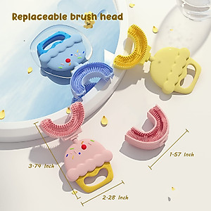 Kids U-Shaped Toothbrush，Soft Silicone Toothbrush Head, Manual Training Tooth Brush, 360° Oral Teeth Cleaning Design for Toddlers and Children Age 6-12,Yellow