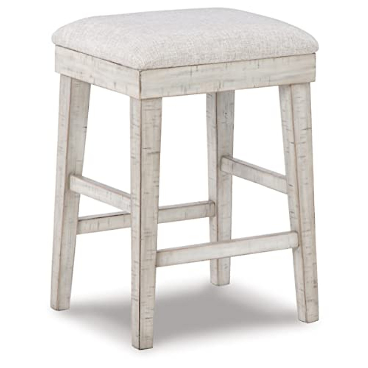 Signature Design by Ashley Carynhurst Coastal Counter Height Dining Table Set with Upholstered Bar Stools, Set of 3, White & Beige