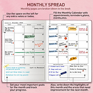 Planner – Undated Weekly & Monthly Life Planner with Time Slots, Appointment Book and Daily Organizer, Lasts 1 Year, A4 Size Hardcover – Rose Gold