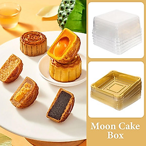 KALLORY 50pcs Boxes muffins Cupcake Container Moon Cake Containers Dessert Containers With Lids Cake Carrier Moon Cake Display Holder Cake Containers With Lids dome plastic biscuit
