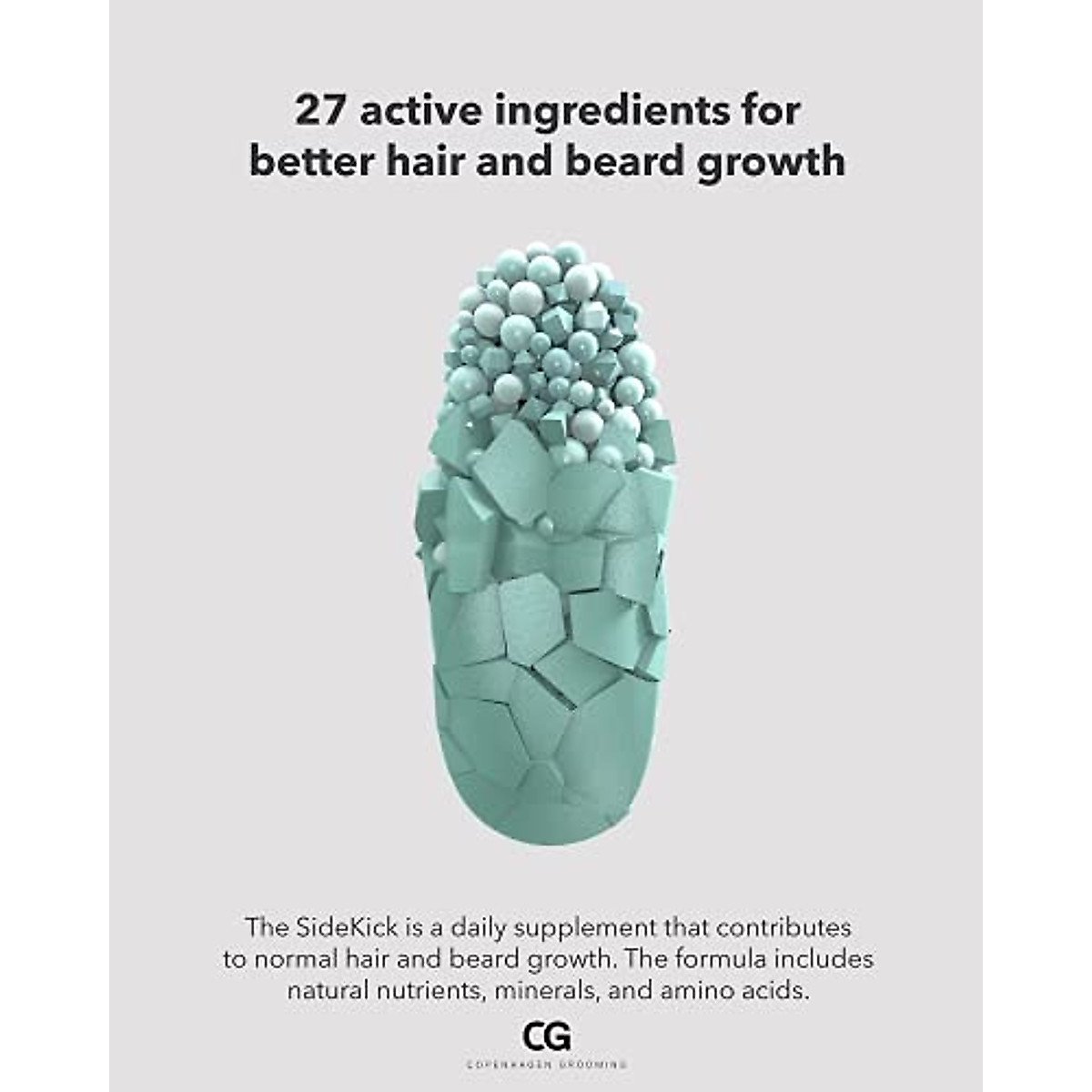 Copenhagen Grooming Sidekick (50 Days Supply) - Beard Growth Supplements - Beard Growth Pills w/Biotin - Vitamin Tablets for Facial Hair Growth for Men - Hair & Beard Vitamins Growth