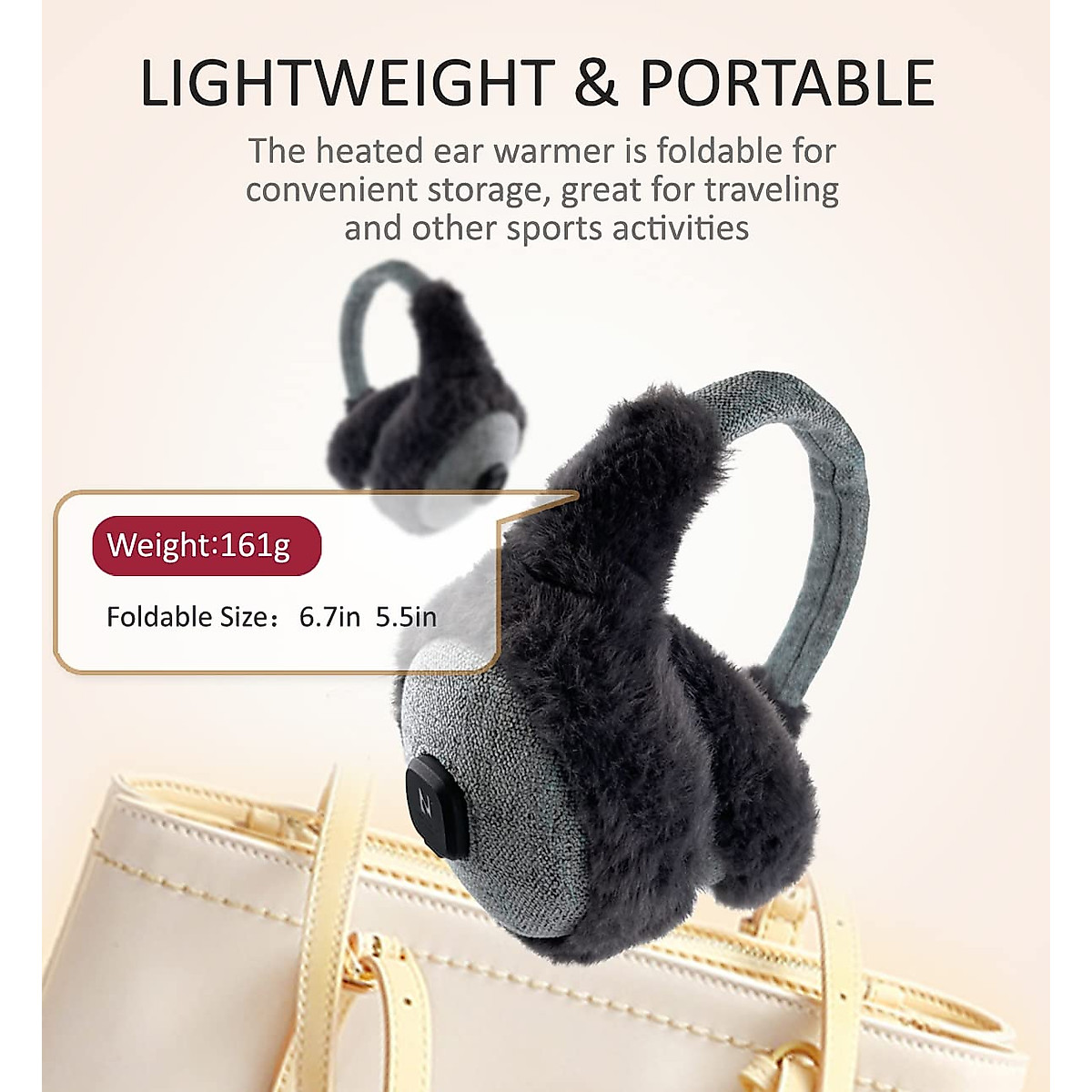 Aroma Season Heated Earmuffs Men & Women, Heated Ear Warmer for Hiking, Running, Walking, Skiing, Camping, 30 Min Auto-off