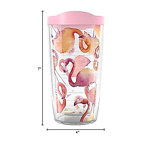 Tervis Flamingo Splash Made in USA Double Walled Insulated Tumbler Travel Cup Keeps Drinks Cold & Hot, 16oz, Classic