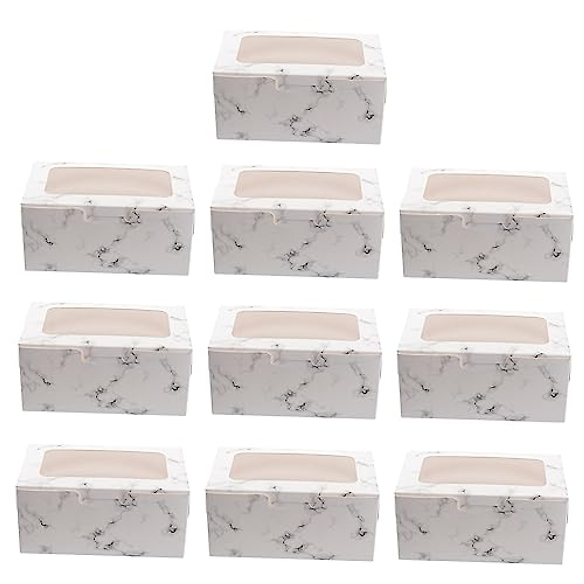 Abaodam 10pcs Box Cake Box Cupcake Carrying Case Cupcake Takeout Container Cupcake Container Bakery Cupcake Holder Cookie Carrier with Lid Cake Containers Paper White Suitcase Egg Tart
