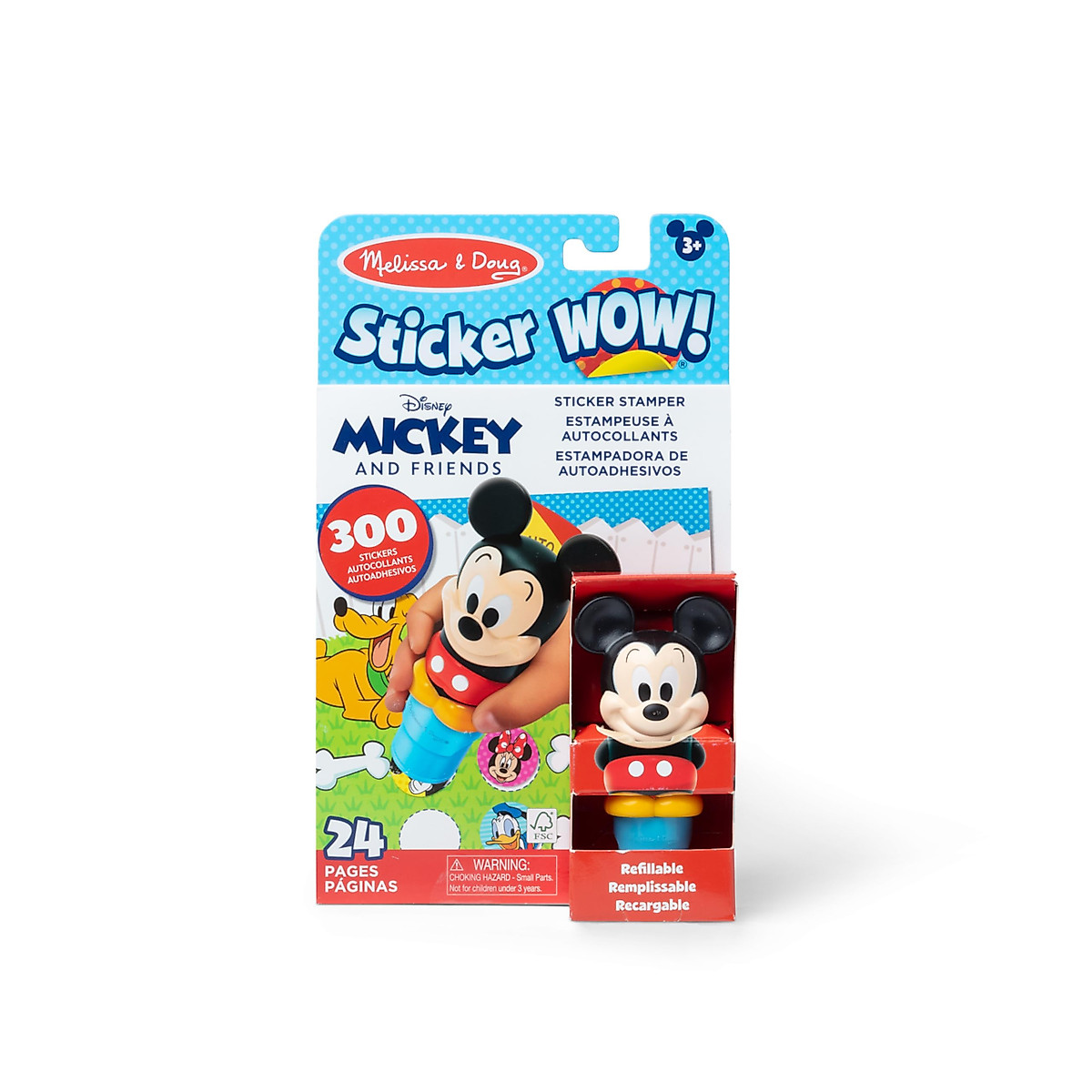 Melissa & Doug Sticker Wow!™ 24-Page Activity Pad and Sticker Stamper, 300 Stickers, Arts and Crafts Fidget Toy Collectible Character – Disney Mickey Mouse