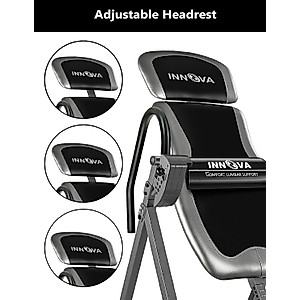 INNOVA HEALTH AND FITNESS ITX9600 Heavy Duty Inversion Table, Standard Ankle Holding System, 300 lb Weight Capacity,Grey/Black