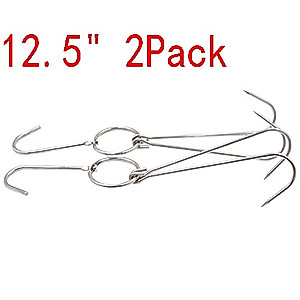 Alele Meat Hooks Butcher Hook 12.5inch Double Hooks Processing Meat Hook Stainless Steel Rotary Device Slaughtering Barbecue