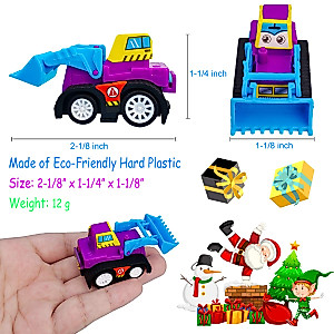 Tonmp Pull Back Vehicle Car, 12 Pack Assorted Mini Construction Plastic Vehicle Set, Pull Back Truck and Car Toys for Boys Kids Child Party Favors,Pull Back and Go Car Toy Play Set