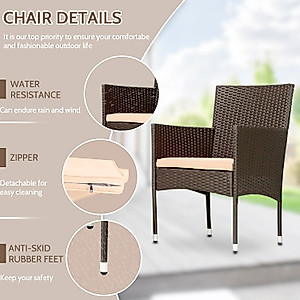 FDW Patio Furniture Set 4 Pieces Outdoor Rattan Chair Wicker Sofa Garden Conversation Bistro Sets for Yard (Brown)