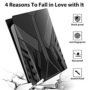 Mooroer PS5 Cover Plates for PS5 Console, PS5 Face Plates with Hard Shell Protective Panels for PS5, Anti-Scratch Waterproof Replacement FacePlate Cover for PlayStation 5 Console Disc Edition, Black