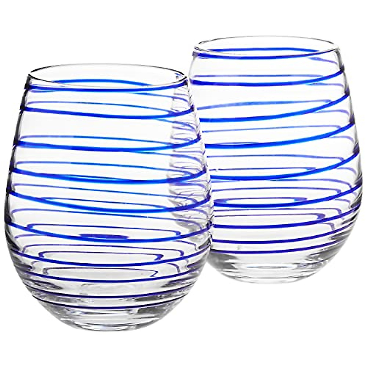 Kate Spade New York Charlotte Street 2Pc Stemless Wine Glass, 2 Count (Pack of 1), Blue
