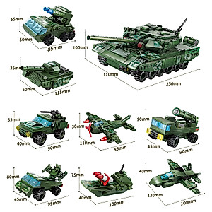 Military Armed 8 in 1 Tank Building Blocks Set, Compatible with Lego WW2 Armed (642PCS) Toys Gift for Boys 6-10, 8-14 Year