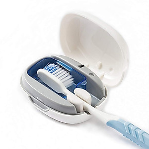 Portable Toothbrush Case, Toothbrush Sterilizer Case Rechargeable Houshold or Traving Use Toothbrush Holder for both Electric and Manual Toothbrushes (Case-White)