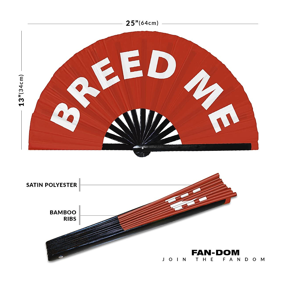 Breed Me hand fan foldable bamboo circuit hand fan funny gag slang words expressions statement gifts Festival accessories Rave handheld Circuit event fan Clack fans (Red)