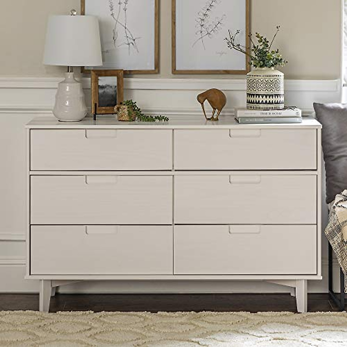 Home Accent Furnishings 6-Drawer Groove Handle Wood Dresser - White