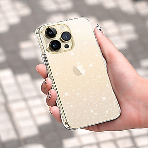 JJGoo Compatible with iPhone 13 Pro Max Case, Clear Glitter Sparkle Bling Slim Bumper Cover Soft Shockproof Phone Cases for iPhone 13 Pro Max (6.7 inch)