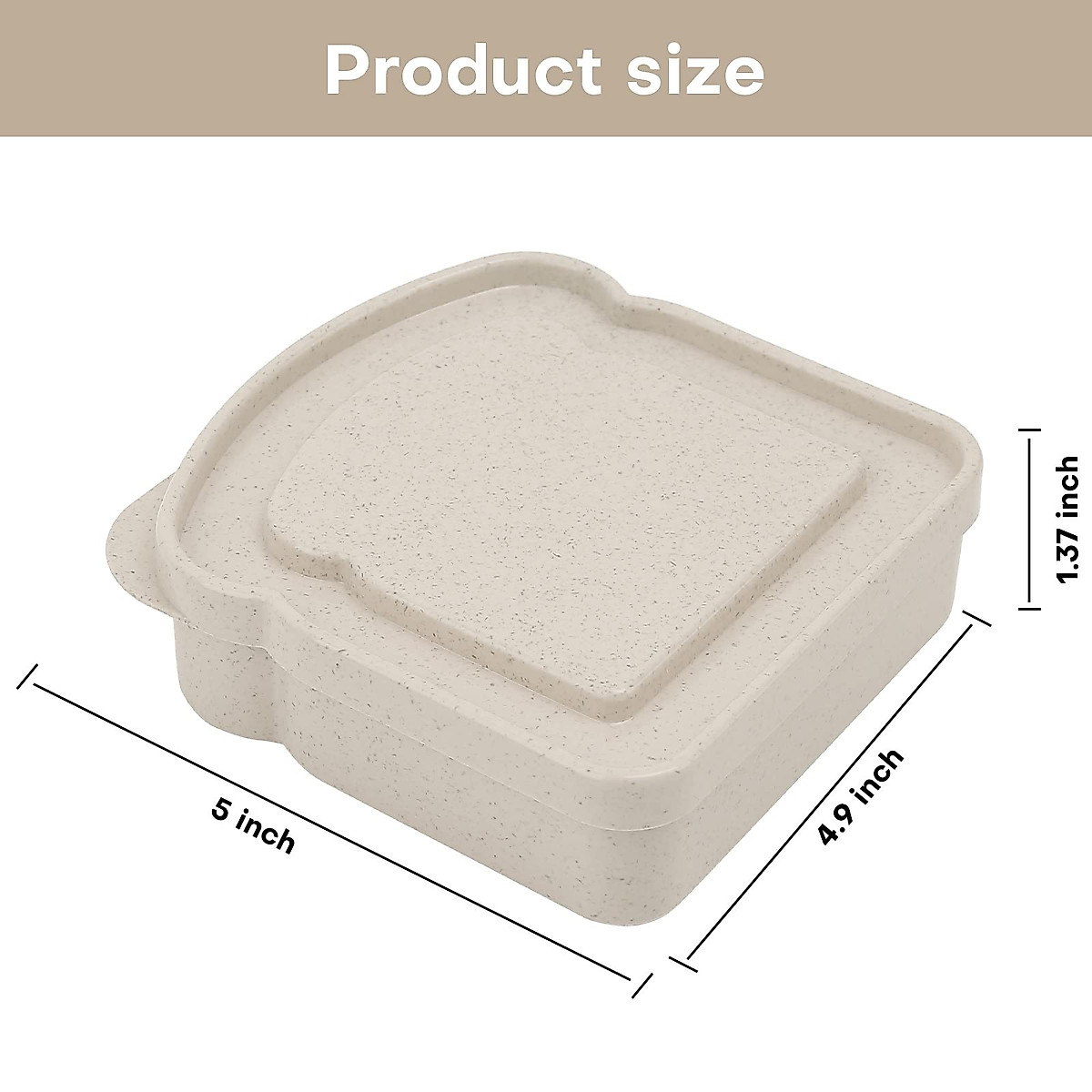 ATAMOW Sandwich Containers, 4 Pcs Sandwich Containers for Lunch Boxes with 10 Sheets Food Graffiti Stickers, Sandwich Box with Lid, BPA Free, Microwave & Dishwasher Safe(Beige