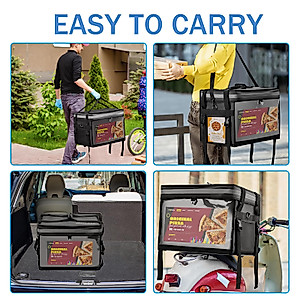 Nesthao Insulated Food Delivery Bag for Delivery,Magnetic Catering Delivery Box with Support Frame/Cup Holders/Drink Carriers,Great for Catering,Restaurants,Delivery Drivers-XXL Fit 14'' Pizza box
