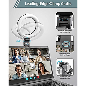 Video Conference Lighting Kits, Pnitri 6.3'' Laptop Ring Light with Clip and Tripod, 10 Brightness Level & 3 Light Modes for Lighting/Video Conferencing/Makeup
