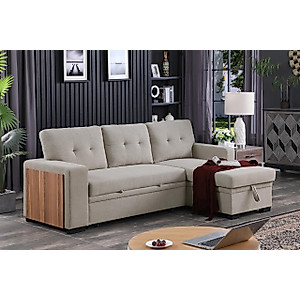 Devion Furniture Alexis Sofabed, 92" W x 53" D x 35H, Light Gray
