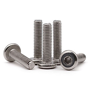 M6 x 10mm (50 PCS) Flat Round Head Socket Cap Screw, 304 Stainless Steel, Bright Finish, Full Thread, Connection Bolts, Furniture Screws 3D Printer Screws