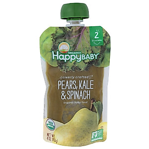 Happy Baby Pears Kale and Spinach Organic Baby Food, 4 Oz Pouch