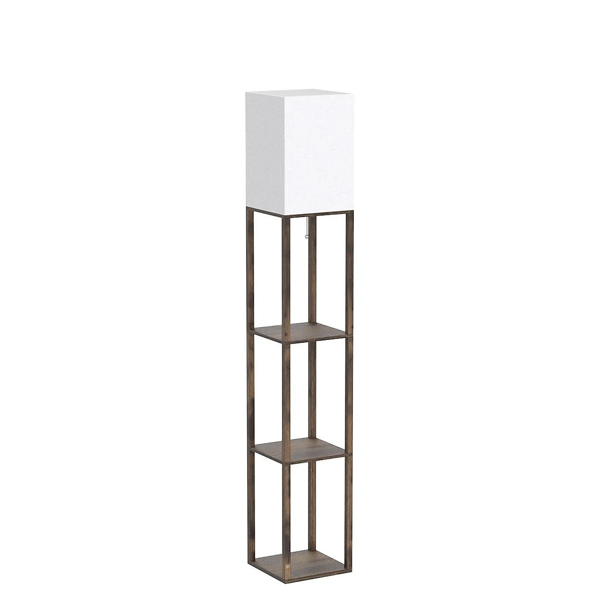 Dott Arts Floor Lamp with Shelves, 3 Color Temperature LED Bulb, Wood Texture, Storage, Brown