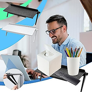 Computer Desktop Stand Riser Holder, Punch-Free Computer Monitor Rack, Vented Metal Desk Shelf for Desk Organizer, Plastic TV Set-top Box Screen Bracket Router Storage Rack (White)