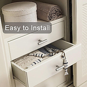 THSIREE 12PCS Cabinet Knobs, Cabinet Pulls Drawer Knobs, T Knobs Single Hole Cabinet Hardware with Screws, for Kitchen Bedroom Furniture, Silver