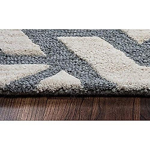 Rizzy Home | CE9500 | Caterine Collection | Wool Area Rug | 8' x 10' | Off White/Gray/Rust/Blue Geometric